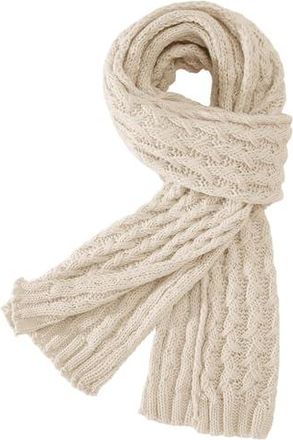 Heekpek Echarpe Femme Hiver Chaud Écharpes Longues Tricotées à Torsades, 200cm x 30cm, Beige