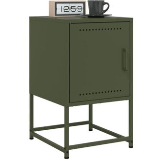 vidaXL Tables de chevet 2 pcs vert olive 36x39x60,5 cm acier - Vidaxl