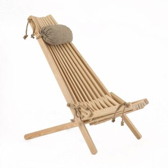 EcoFurn Ecofurn - EcoChair Skandinavischer Gartenstuhl Holz L&auml;rche Natur mit Nackenkissen