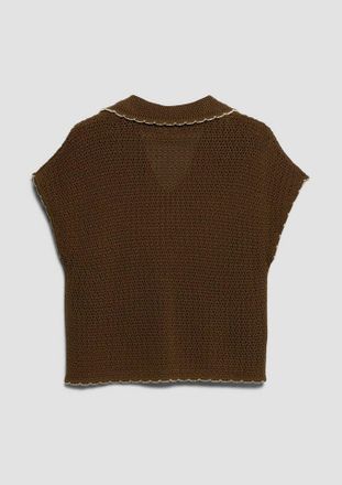 s.Oliver Kurzarmpullover Strickpullover Strickpullover mit &uuml;berschnittenen Schultern und Polokragen