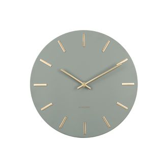 Karlsson Wanduhr Charm - Dschungel Gr&uuml;n/Gold - &Oslash;30cm - Rund - Stahl - Wanduhr Modern Wohnzimmer - Wanduhren