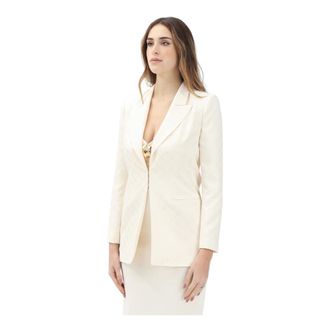 Elisabetta Franchi Femme, Vestes, Jaune, Taille: 42 FR Blazer Jacquard Structur&eacute; Printemps &Eacute;t&eacute;
