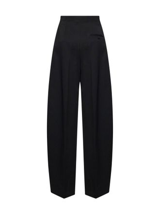 MUGLER Womens Trousers Wide-Leg Pleated Black Wool