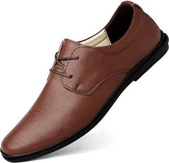 Generic Chaussures habillées Oxford for Hommes, à Lacets, Bout Rond, en Cuir végétalien, Chaussures Derby Basses, Semelles en Caoutchouc, antidérapantes, for 