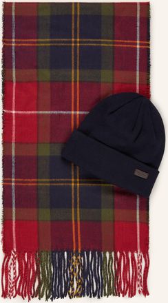 Barbour Set: Schal Und M&uuml;tze rot