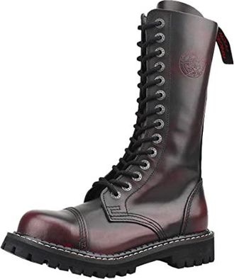 Angry Itch Angry ITCH Bottes en cuir à 14 trous Bordeaux/rouge Rub-Off Ranger avec embout en acier EU36-48, Burgundy Rub Off, 47 EU