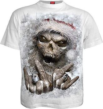 Spiral Rock Santa Homme T-Shirt Manches Courtes Blanc XXL 100% Coton Regular/Coupe Standard
