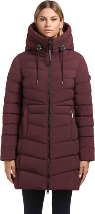 Khujo Damen langer Wintermantel warmer Steppmantel mit großer verstellbarer Kapuze Tuhani5 Moscato Red Gr. XL