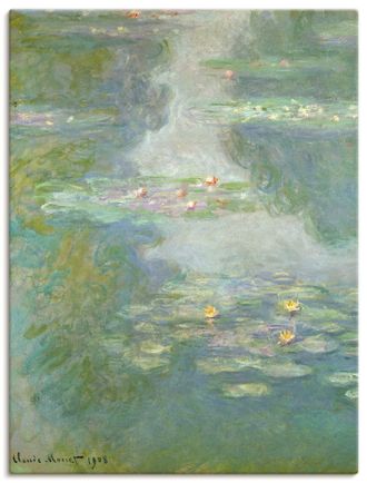 Artland Wanddeko Leinwand Bilder Wandbild 60x80 cm See Teich Wasser Pflanzen Blumen Seerosen 1908 Impressionismus Claude Monet T6YD
