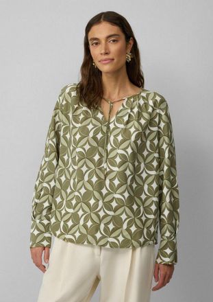 s.Oliver Langarmbluse Bluse Tunikabluse aus Viskose mit Faltendetails