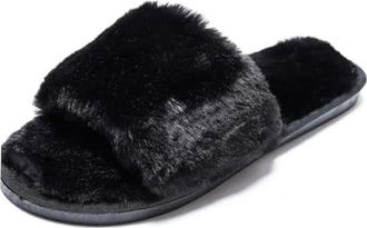 Hemoton Pantoufles Antid&eacute;rapantes Peluche Semelle Souple Chaussures Int&eacute;rieur Confortables Noirs Pointure