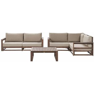 Beliani Lounge Set mit Tisch 4-Sitzer TIMOR modular zertifiziertes Akazienholz Dunkelbraun