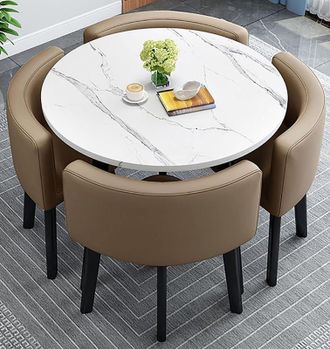 Generic 5-teiliges Esszimmer-Set, runder Tisch und 4 St&uuml;hle, K&uuml;chentisch, Fr&uuml;hst&uuml;cksbar, Konferenztisch f&uuml;r Esszimmer, K&uuml;che, B&uuml;ro