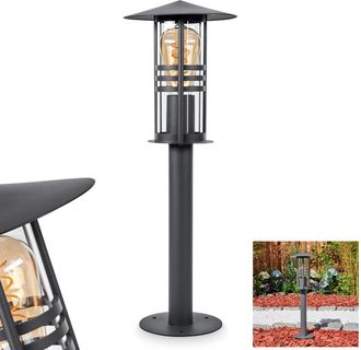 HOFSTEIN Außenwegeleuchte Fushun, Wegeleuchte aus Metall/Glas in Anthrazit/Klar, Außenleuchte im modernen Look, Höhe 50 cm, Gartenlampe, Gartenbeleuchtung IP44