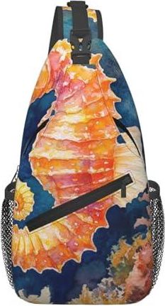 Generic Sac &agrave; dos &agrave; bandouli&egrave;re pour homme Motif hippocampe corail