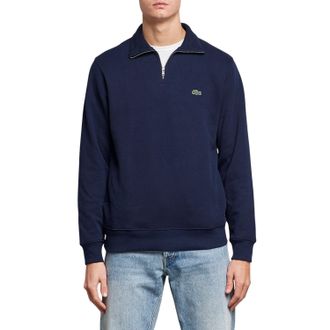 Lacoste Sweatshirt f&uuml;r Herren, mit kurzem Rei&szlig;verschluss, Baumwollmischung (Marine)