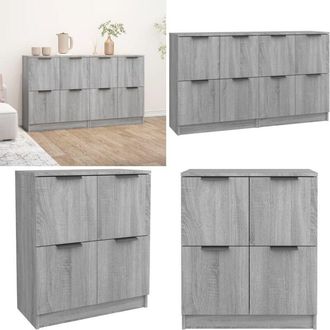vidaXL Sideboards 2 Stk. Grau Sonoma 60x30x70 cm Holzwerkstoff - Sideboard - Wohnzimmermöbel - Regal - Grau - Holzmöbel - Home & Living