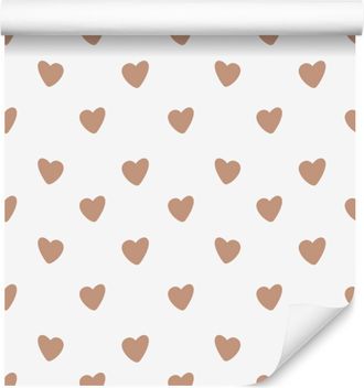 OEM Carta Da Parati Con Cuori Bianchi, Crema, Arancioni E Beige 50x1000 Cm