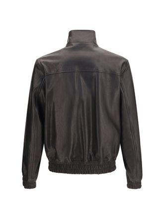 Valentino Mens Leather Zip Jacket Black Lamb
