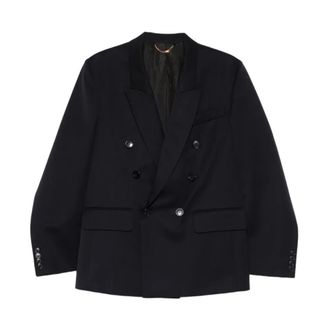 Victoria Beckham Gereifte- zweireihige Jacke - - Jackets - Damen - Blau - S