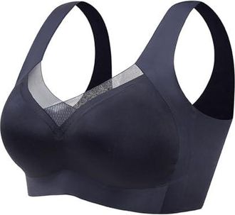 Generic Soutien-gorge pour femme 2026 sans couture pour l&eacute;t&eacute; fin grande taille style gilet int&eacute;gr&eacute; bonnet fixe poitrine petit fronc&eacute;, Noir, XL