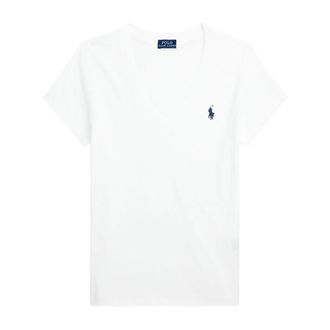 Polo Ralph Lauren Straight Baumwoll-T-Shirt mit V-Ausschnitt - - Tops - Damen - Wei&szlig; - L