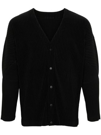 Homme Pliss&eacute; Issey Miyake cardigan &agrave; effet pliss&eacute; - Noir