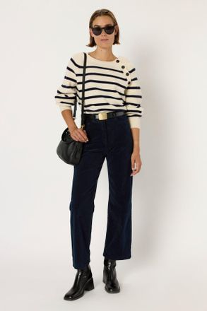 Gerard Darel Pantalon droit en velours &agrave; c&ocirc;tes - CELESTE - Marine