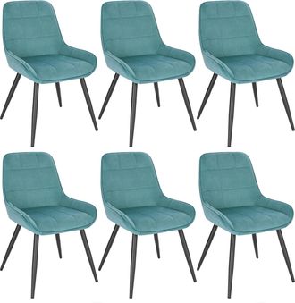 Woltu Esszimmerstühle 6er Set, Polsterstuhl Samt, Küchenstuhl gepolstert, Akzentstuhl für Wohnzimmer Schlafzimmer Küche, ergonomischer Stuhl mit Rückenlehne