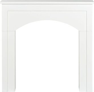 Beliani Kaminumrandung Weiß MDF-Platte mit Sockel Schmal Retro Stil Klassisch Kaminkonsole Kaminattrappe Wohnzimmer Schlafzimmer Flur Esszimmer