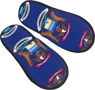 Generic Pantoufles En Coton Drapeau De L&Eacute;tat Du Michigan Cozy Pantoufles DHiver Unisexe Hiver Chausson Pour H&ocirc;tel Voyage Camping M