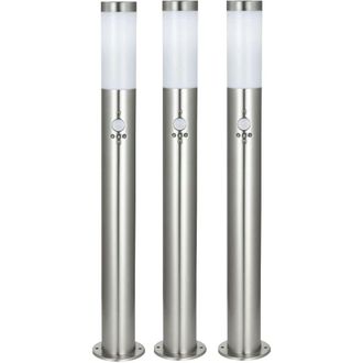 ETC Shop 3er Set Bodenleuchten f&uuml;r den Au&szlig;enbereich, Garten, Park, Edelstahlstrahler, Bewegungsmelder IP44