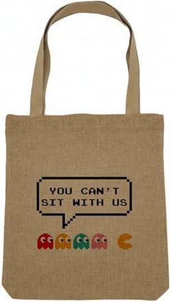 Fabulous Sac Shopping Tote Bag Aspect Lin - You Cant Sit With Us Pixel Art Jeux Video Parodie Retro Gaming 1980 - Sac de Courses Toile Epaisse 360g Beige Natur