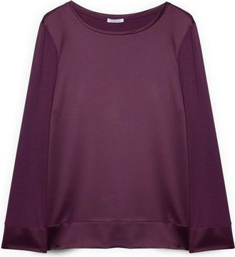 Fiorella Rubino Femme, Blouses et Chemises, Violet, Taille: 42 FR T-shirt bimati&egrave;re en satin et jersey