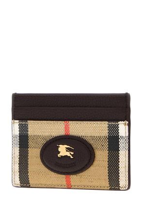 Burberry Womens Printed Canvas Card Holder Sandipcheck Cotton Viscose Linen Portafogli