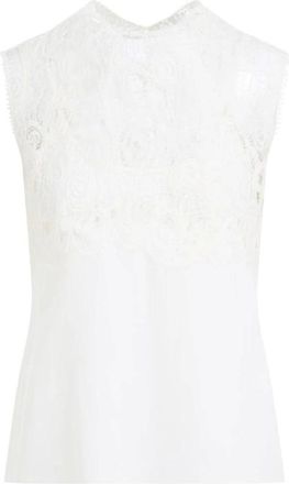 Fabiana Filippi Femme, Blouses et Chemises, Blanc, Taille: 36 FR Haut Sans Manches en Dentelle &agrave; Col Montant
