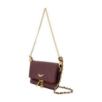 Zadig&Voltaire Womens Rock Nano Crossbody - Zadig & Voltaire Leather Burgundy Cowhide Bags Crossbodies