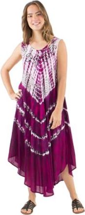 Coline Robe Longue de Plage asymétrique imprimé Tie and Dye - Couleur : Fushia - Taille Unique