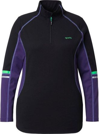 Ulla Popken T-Shirt Funktionsshirt Slim Stehkragen Zipper Langarm