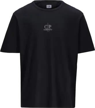 C.P. Company C.p. Company, Homme, Tops, Noir, Taille: XL T-shirt brod&eacute; &agrave; manches courtes