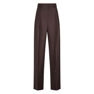Forte_Forte Chic Taffetas High Waist Straight Pants - - Trousers - Damen - Braun - M