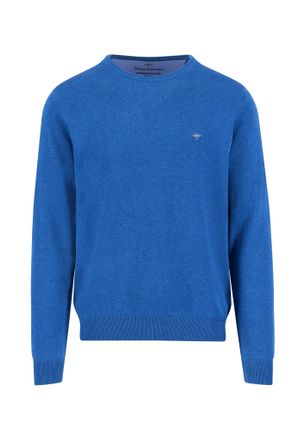Fynch-Hatton Casual-Fit Feinstrickpullover mit O-Ausschnitt aus Reiner Baumwolle Azure/L