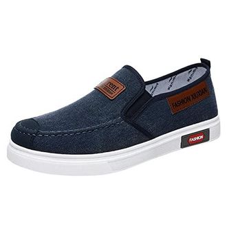 Generic Chaussures d&eacute;contract&eacute;es en toile pour homme, chaussures bateau &agrave; enfiler, chaussures de sport &agrave; fond plat, chaussures de marche confortables, tendanc