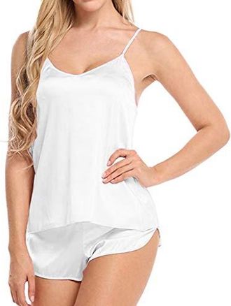 Generic Lingerie Sexy V&ecirc;tements de Nuit en Satin Pyjamas Camisole en Dentelle et Short V-Neck pour Femmes Ensemble Pyjama Chic V&ecirc;tements de Sommeil Dentelle 2