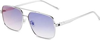 Generic Lunettes de soleil à monture carrée en métal pour hommes et femmes, lunettes de soleil tendance UV400 pour conduite en plein air, cadeau (couleur : F,