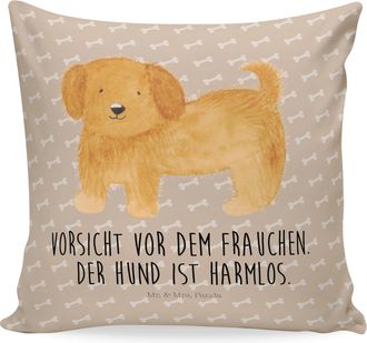 Mr. & Mrs. Panda Zierkissen Hund Flauschig - Geschenk, Hundebesitzer, Hundeliebe, Hundespruch, Sprüche, Vierbeiner, Sofakissen, kuschelig, Kissen