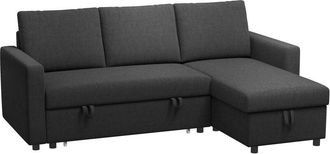HOMCOM Homcom - Canap&eacute; dangle 3 places convertible r&eacute;versible - coffre int&eacute;gr&eacute; - garnissage mousse haute densit&eacute; - tissu noir