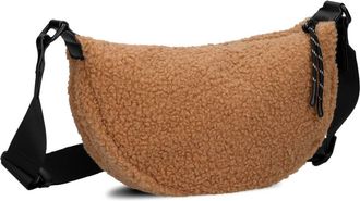 zwei Damen Handtasche Teddy TED50 Moon-Bag 3 Liter Kuschelige Trend-Tasche aus Teddy-Kunstfell in Halbmond-Form vielseitig als Crossbody-Bag Schultertasche