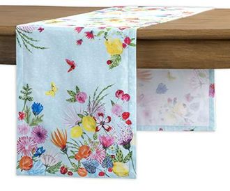 Maison d'Hermine Jardin DEte - Mint Chemin de Table 100 % Coton pour f&ecirc;tes D&icirc;ner Vacances Cuisine Printemps/&Eacute;t&eacute; (50cm x 150cm)