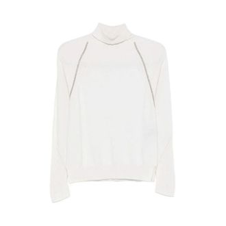 D.exterior Off-White Wolle High-Neck Pullover - - Knitwear - Damen - Wei&szlig; - L